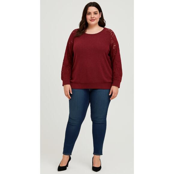 torrid | Sweaters | Torrid Super Soft Plush Lace Sleeve Sweater ...